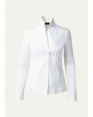 Akris Long-sleeve Poplin Blouse - White