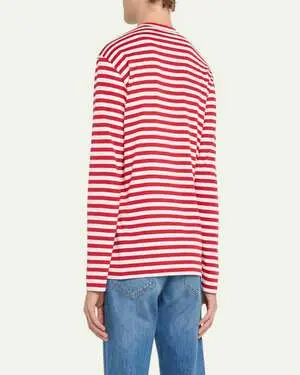 Comme Des Garçons Striped T-shirt With Heart - Red/white