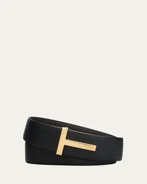 TOM FORD TOM FORD Signature T Reversible Leather Belt Brown And Black