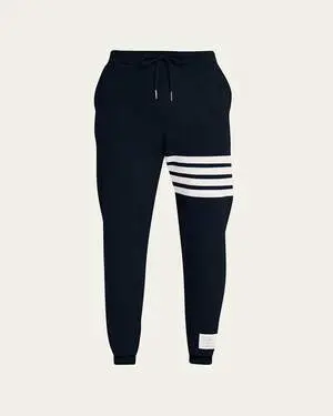 Thom Browne Drawstring Sweatpants With Stripe Detail - Navy