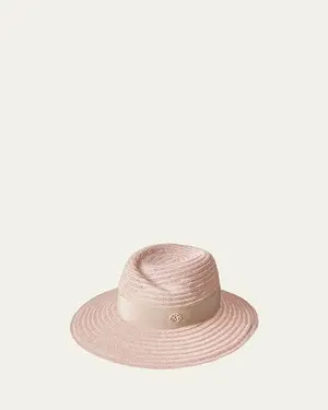 MAISON MICHEL Virginie Straw Fedora Hat - Bunker Beige