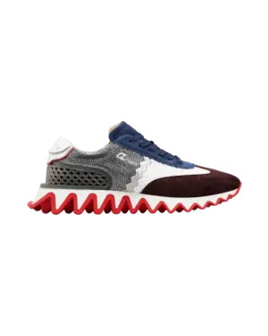 CHRISTIAN LOUBOUTIN Men's Loubishark Flat Mixed-Media Red Sole Sneakers - Multi