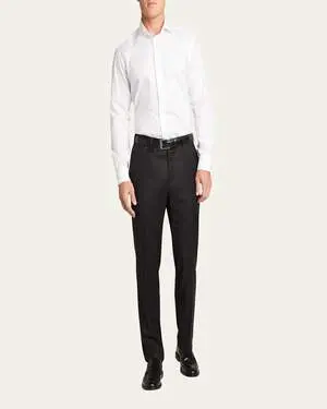 Brioni Solid Wool Trousers - Black