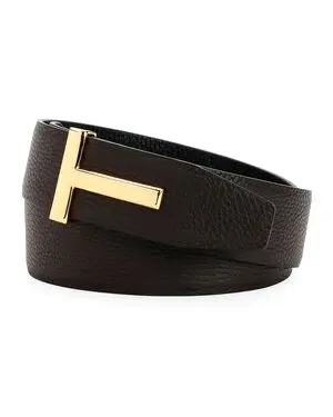 TOM FORD TOM FORD Signature T Leather Belt Brown + Bl