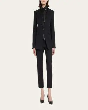 Veronica Beard Lamb Leather Moto Dickey
