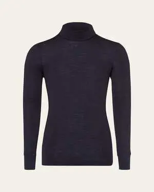 Hanro Men's Woolen Silk Turtleneck Shirt Anthracite