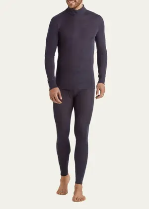 Hanro Men's Woolen Silk Turtleneck Shirt Gray