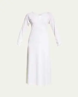 Hanro Pure Essence Long-Sleeve Nightgown Off White