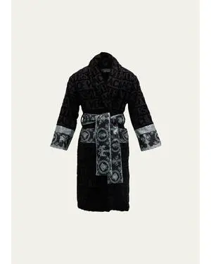Versace Barocco Sleeve Robe Black Pattern