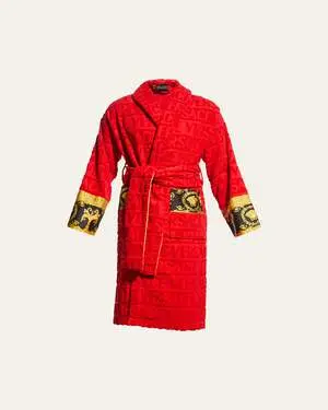 Versace Barocco Sleeve Robe Red