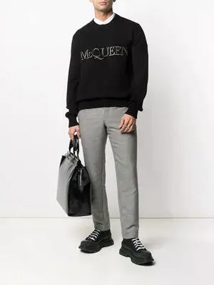 Alexander McQueen Logo-embroidered Knitted Jumper - Black
