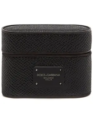 Dolce & Gabbana Logo-tag Leather Airpods Pro Case - Black