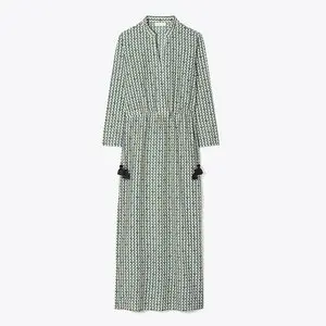Tory Burch Tory Burch Printed Long Caftan Basket-weave