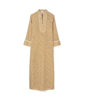 Tory Burch Tory Burch Printed Long Caftan Buttermilk Basketweave