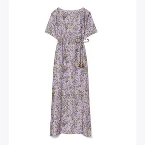 Tory Burch Tory Burch Printed Long Caftan Lilac Garden Medallion