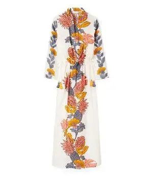 Tory Burch Tory Burch Printed Long Caftan Orange Wonderland Vine