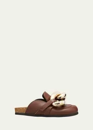 JW Anderson JW Anderson Napa Leather Chain Mules - Brown