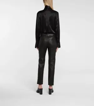 JOSEPH Coleman Mid-rise Leather Pants - Black