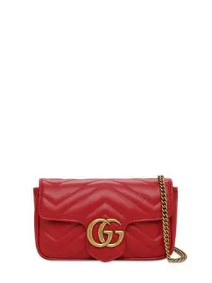 Gucci Supermini Gg Marmont Leather Bag - Hubiscus Red