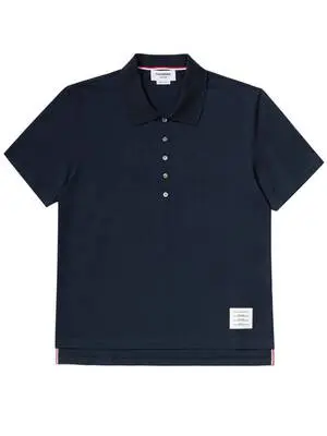 Thom Browne Logo-patch Short-sleeve Polo Shirt - Blue