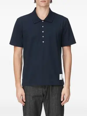 Thom Browne Logo-patch Short-sleeve Polo Shirt - Blue