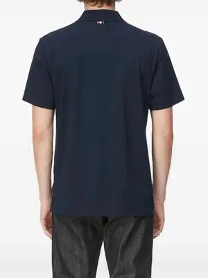 Thom Browne Logo-patch Short-sleeve Polo Shirt - Blue