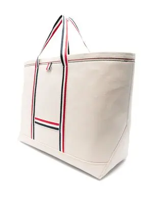 Thom Browne Double Face Canvas Small Tool Tote - White