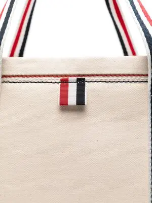 Thom Browne Double Face Canvas Small Tool Tote - White