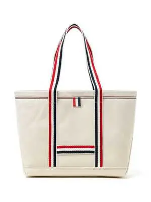 Thom Browne Double Face Canvas Small Tool Tote - White