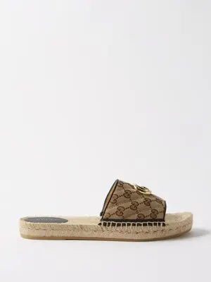 Gucci Gucci - GG Supreme Espadrille Slides - Womens - Beige Multi - 35.5 EU/IT - Beige Multi