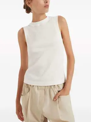 Brunello Cucinelli Ribbed Cotton Tank Top - White