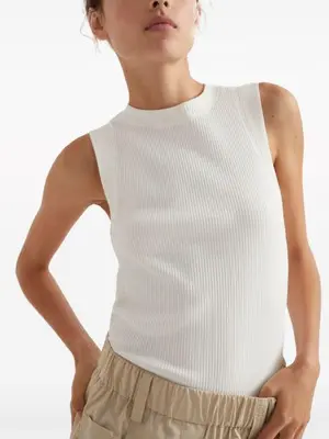 Brunello Cucinelli Ribbed Cotton Tank Top - White