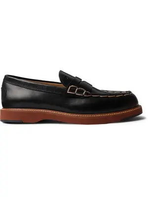 TOD'S Contrast-stitched Leather Loafers