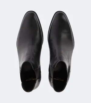 Saint Laurent Wyatt Leather Chelsea Boots - Black