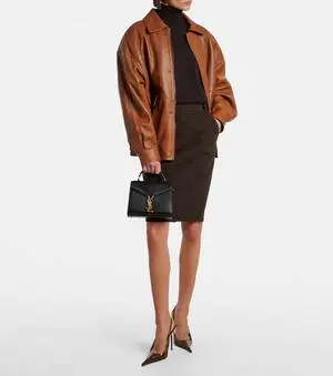 Saint Laurent Cassandra Mini Leather Shoulder Bag - Black