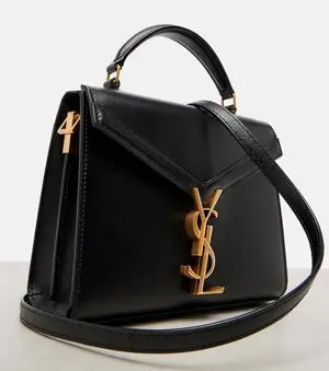 Saint Laurent Cassandra Mini Leather Shoulder Bag - Black
