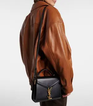 Saint Laurent Cassandra Mini Leather Shoulder Bag - Black