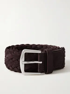 Loro Piana 4cm Woven Suede Belt - Brown