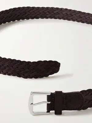 Loro Piana 4cm Woven Suede Belt - Brown
