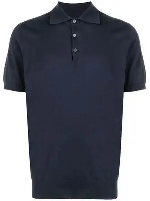 Brunello Cucinelli Fine Knit Short-sleeved Polo Shirt - Blue