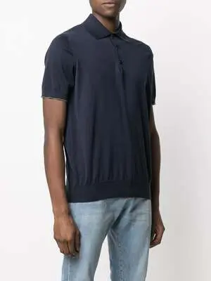 Brunello Cucinelli Fine Knit Short-sleeved Polo Shirt - Blue