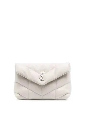 Saint Laurent Puffer Pouch Bag White
