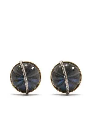 AKANSHA SETHI 14kt Yellow Diamond And Labradorite Stud Earrings