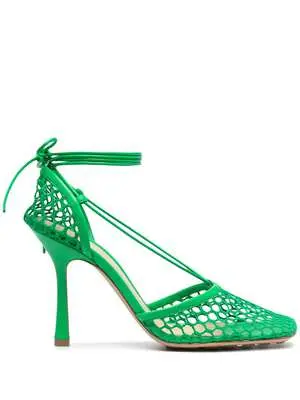 Bottega Veneta Wrap-tie Mesh Pumps Green