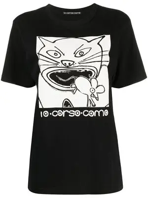 10 CORSO COMO Cat-print Cotton T-shirt