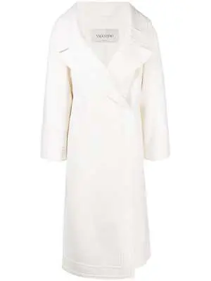 Valentino Garavani Compact Drap Wide Lapels Coat - White