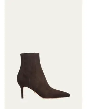 Veronica Beard Lisa Suede Ankle Booties - Espresso