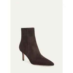 Veronica Beard Lisa Suede Ankle Booties - Espresso