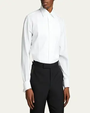 Bergdorf Goodman Pique Bib-front Tuxedo Shirt - White