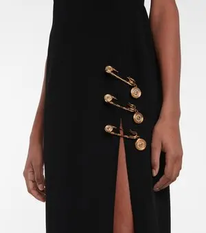 Versace Safety Pin Silk Maxi Dress - Black | Editorialist